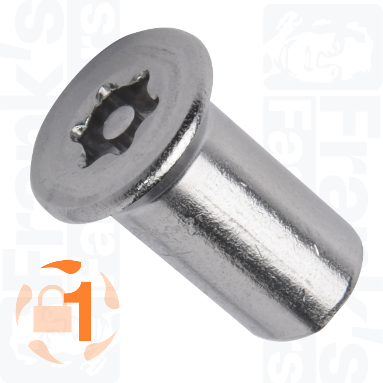 M10 x 25mm Countersunk 6-Lobe Pin Barrel Nut, Stainless Steel A2 (100 ...