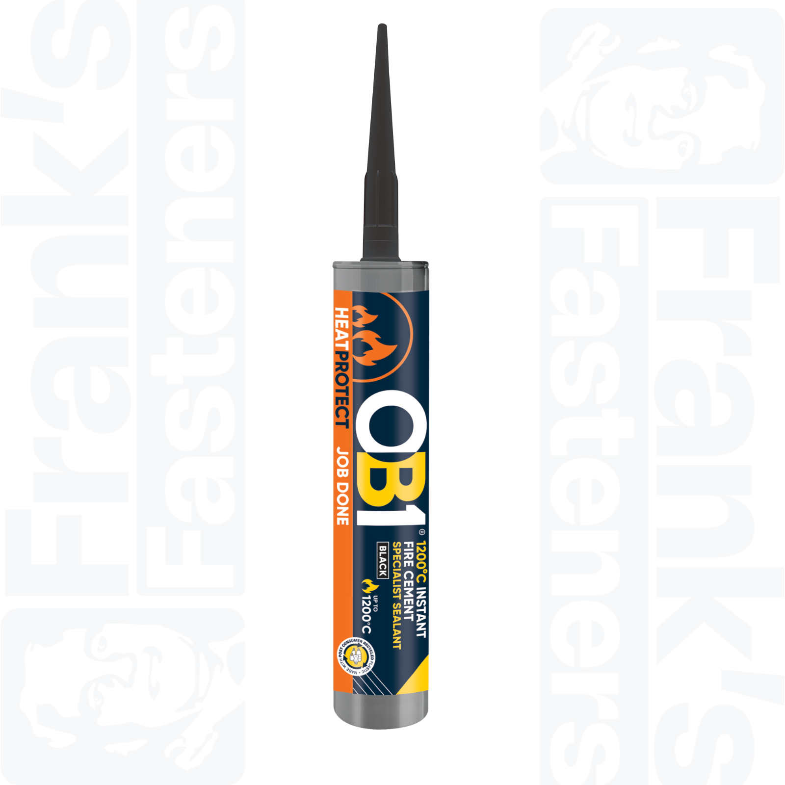 OB1 Heat Protect Instant Fire Cement 1200°C Specialist Sealant, Black ...