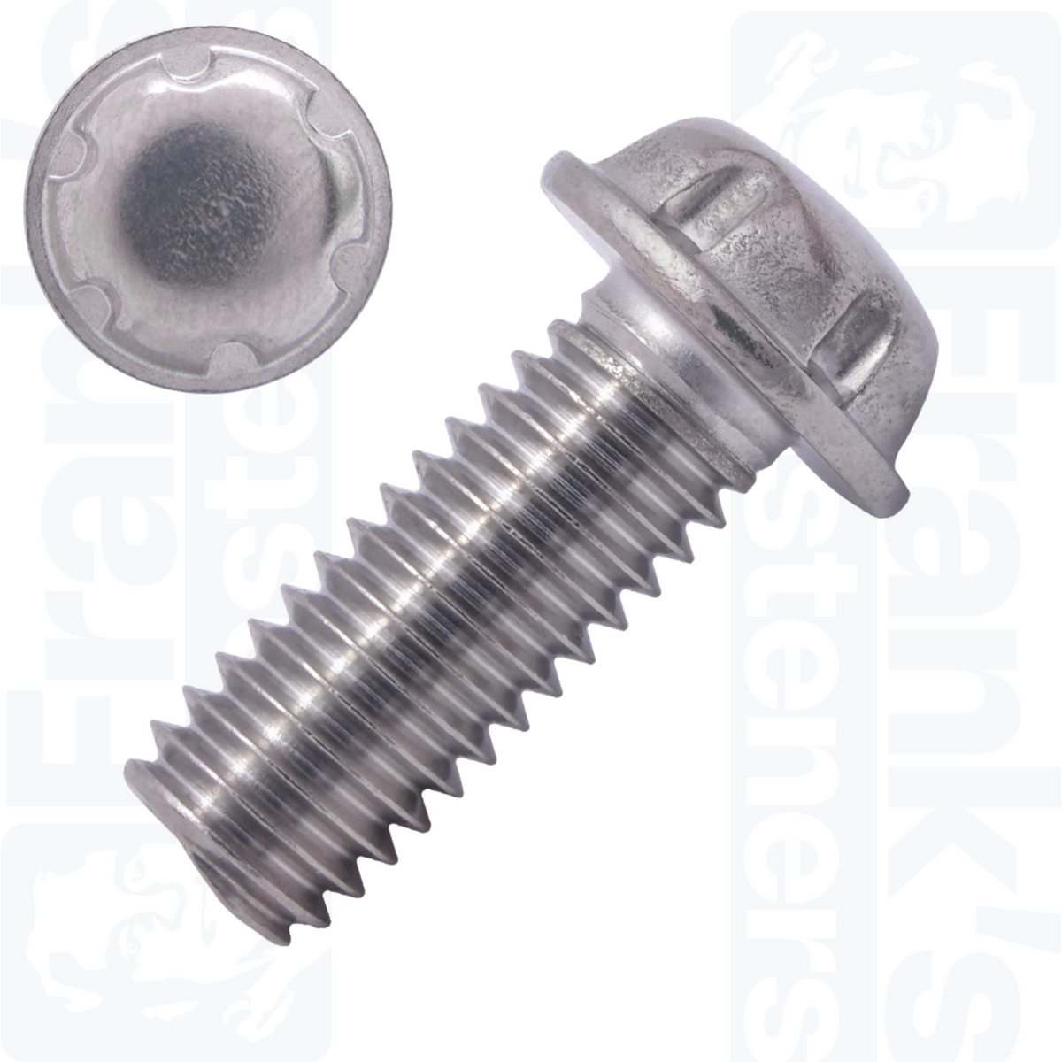 M6 x 16mm Flange Head System Zero® Machine Screw - Stainless Steel (A2 ...
